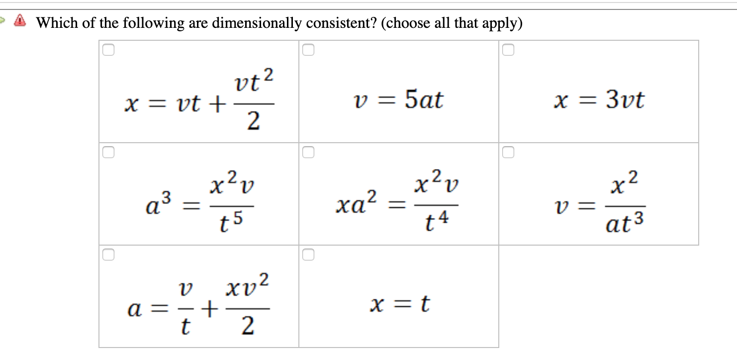Solved Which of the following are dimensionally consistent? | Chegg.com