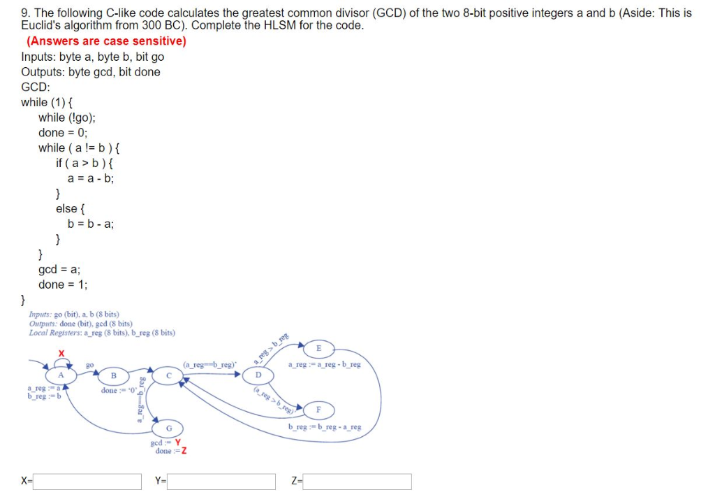 Solved 9. The following C-like code calculates the greatest | Chegg.com