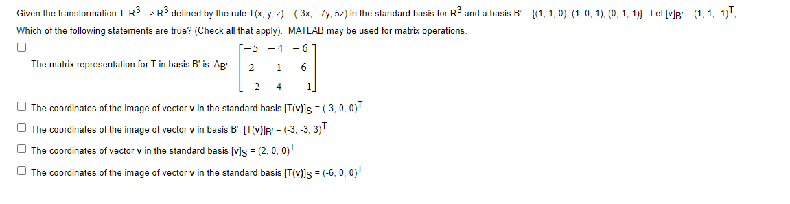 Solved Given the transformation T:R3→R3 defined by the rule | Chegg.com