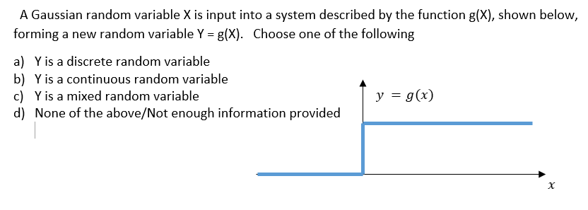 Solved A Gaussian random variable X is input into a system | Chegg.com