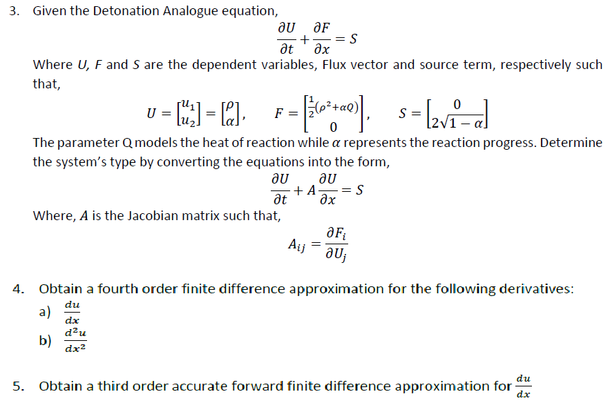 Solved = 3. Given the Detonation Analogue equation, au ar + | Chegg.com