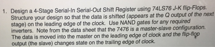 Solved 1. Design a 4-Stage Serial-In Serial-Out Shift | Chegg.com