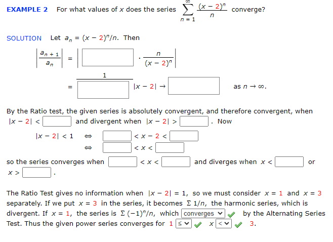Solved EXAMPLE 2 For what values of x does the series ☺ (* = | Chegg.com