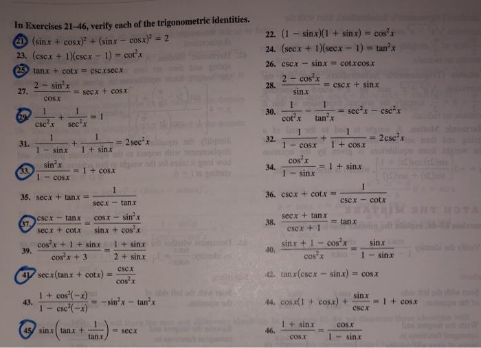 Solved 1 In Exercises 21-46, verify each of the | Chegg.com