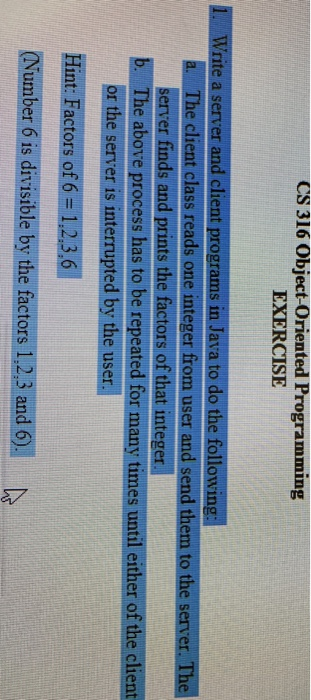 Solved CS 316 Object-Oriented Programming EXERCISE 1. Write | Chegg.com