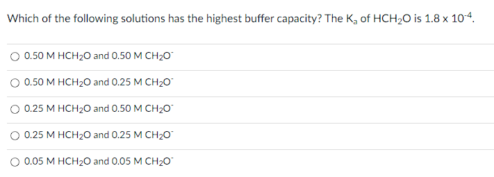 Solved Which of the following solutions has the highest | Chegg.com