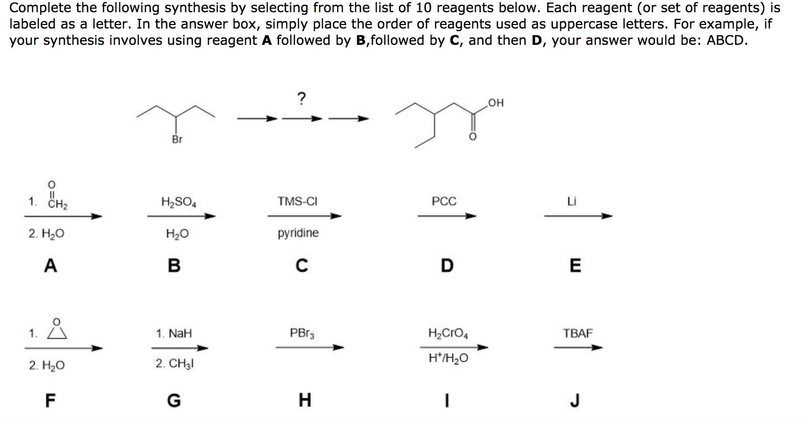 Solved Complete the following synthesis by selecting from | Chegg.com