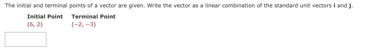 Solved The initial and terminal points of a vector are | Chegg.com