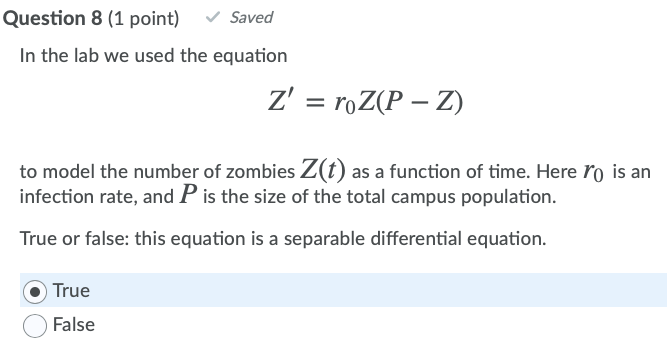 Solved Question 8 (1 point) Saved In the lab we used the | Chegg.com
