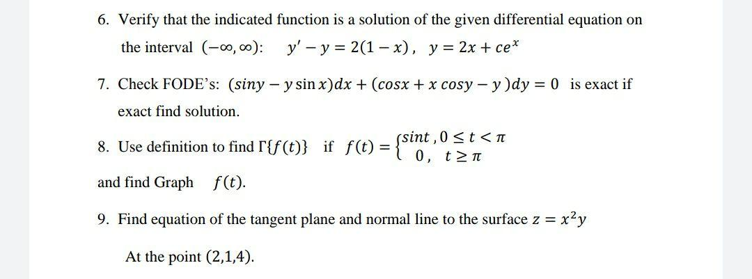 Solved 6. Verify that the indicated function is a solution | Chegg.com