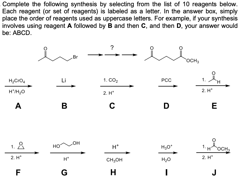 Solved Complete the following synthesis by selecting from | Chegg.com