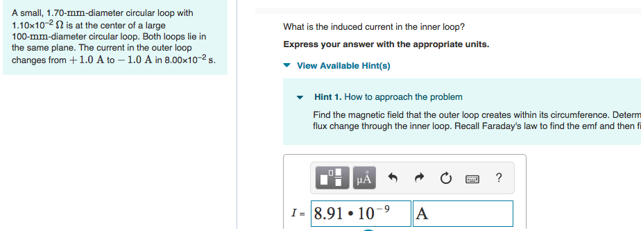 Solved A small, 1.70-mm-diameter circular loop with | Chegg.com