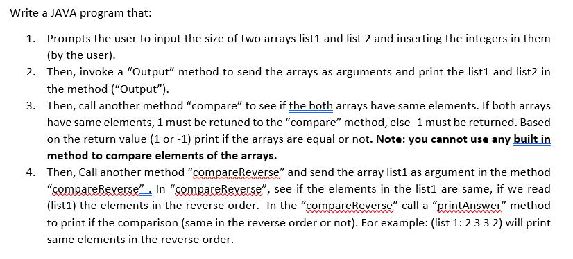 Solved Write a JAVA program that: 1. Prompts the user to | Chegg.com