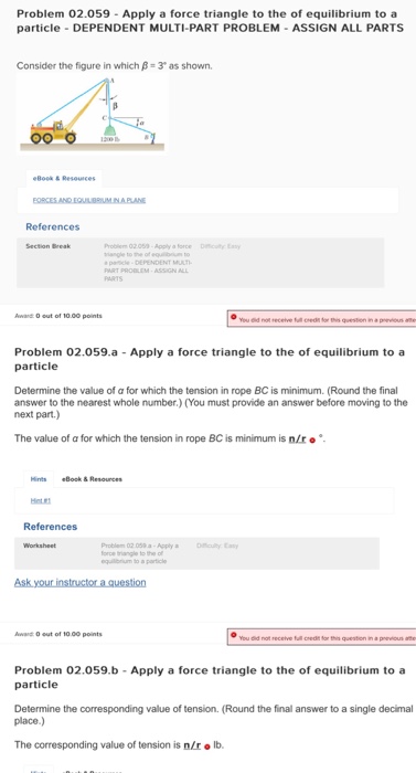 Solved Problem 02.059-Apply a force triangle to the of | Chegg.com