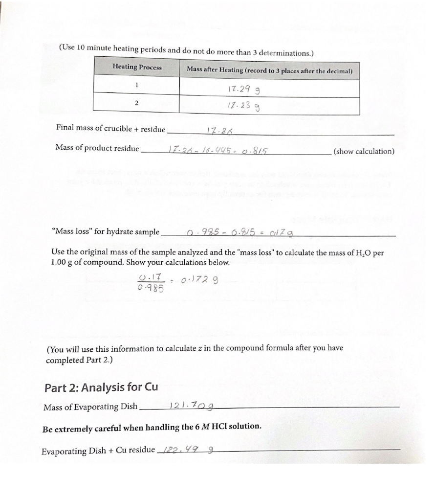 Solved CH Data Sheet and Calculations: Laboratory 3 Write | Chegg.com