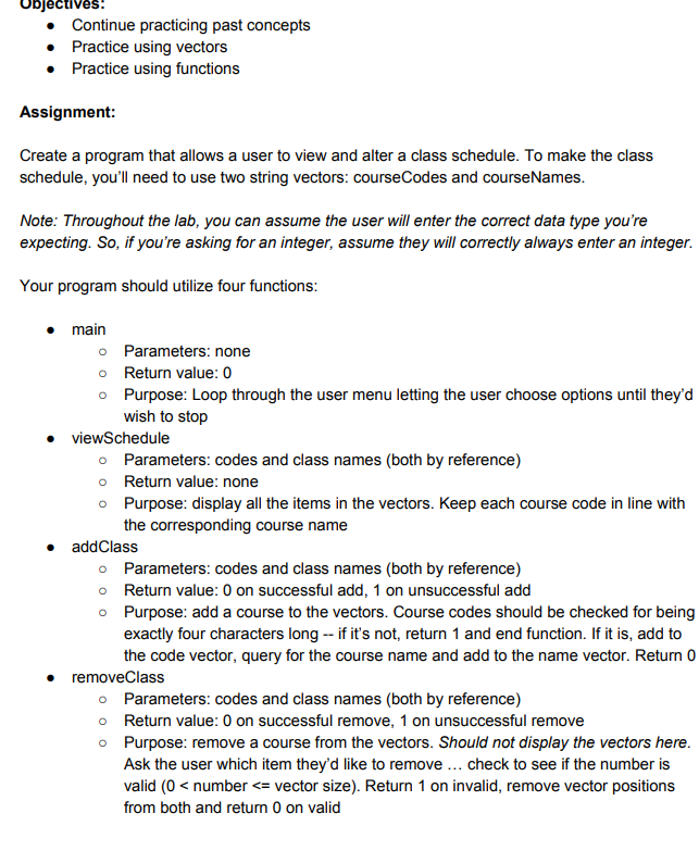 Solved Ubjectives! Continue practicing past concepts • | Chegg.com