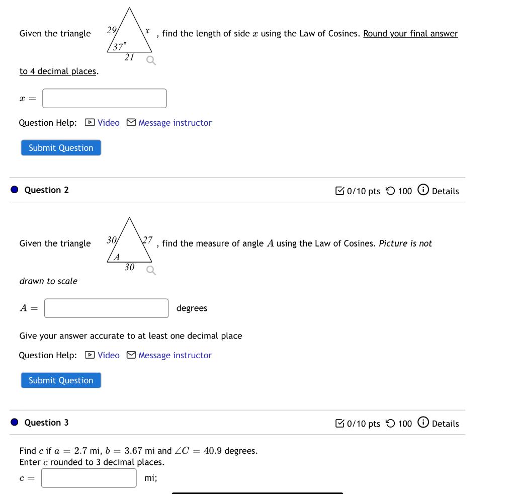 Solved Given the triangle 29/ X , find the length of side | Chegg.com