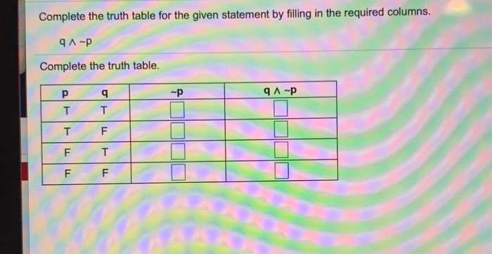 Solved Complete the truth table for the given statement by | Chegg.com