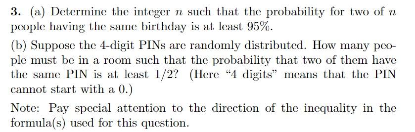 Solved 3. (a) Determine the integer n such that the | Chegg.com