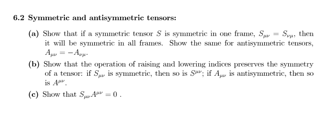 Solved 6.2 Symmetric and antisymmetric tensors: (a) Show | Chegg.com