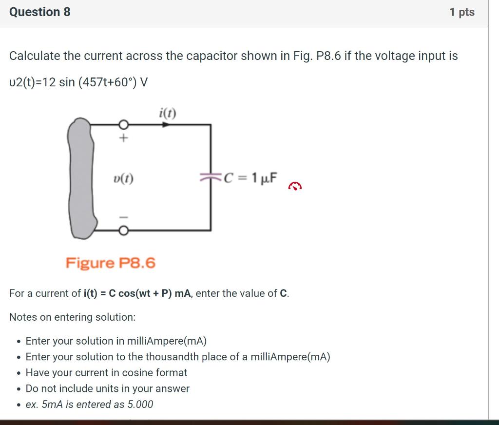 Solved Calculate the current across the capacitor shown in | Chegg.com
