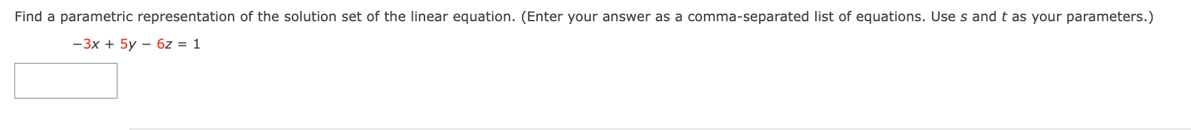 Solved Find a parametric representation of the solution set | Chegg.com