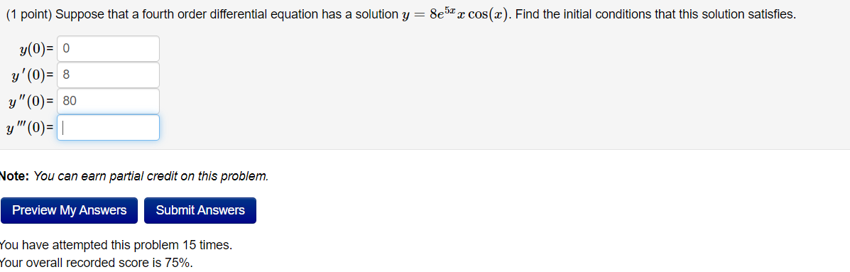 Solved 1 Point Suppose That A Fourth Order Differential
