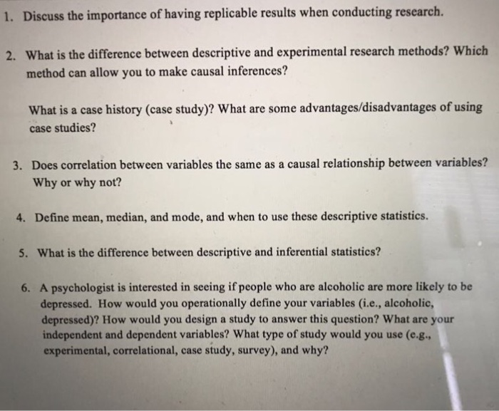Solved 1. Discuss the importance of having replicable | Chegg.com