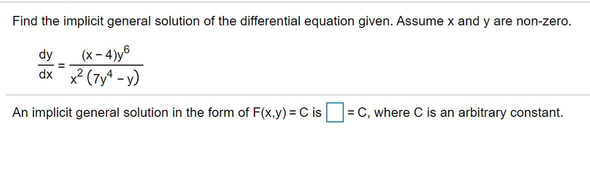 Solved Find the implicit general solution of the | Chegg.com