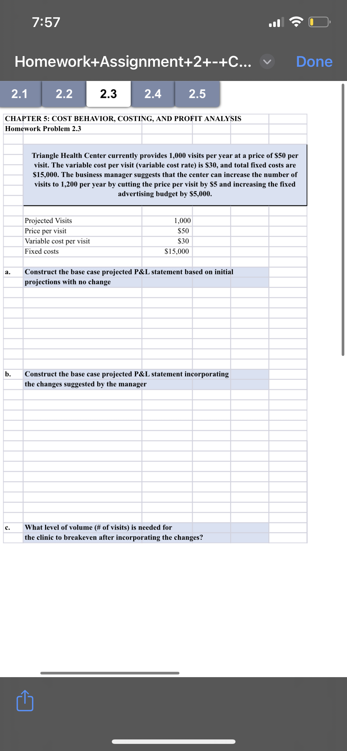 Solved Homework Problem 2.3Triangle Health Center currently | Chegg.com