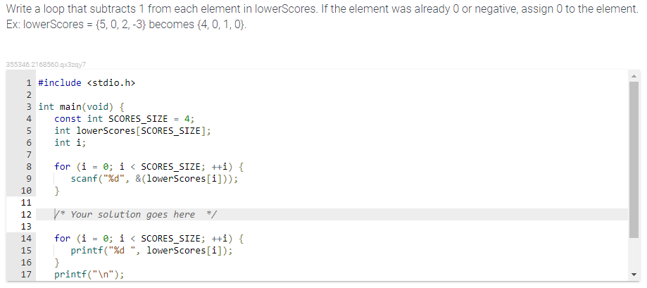 Solved Write a loop that subtracts 1 from each element in | Chegg.com