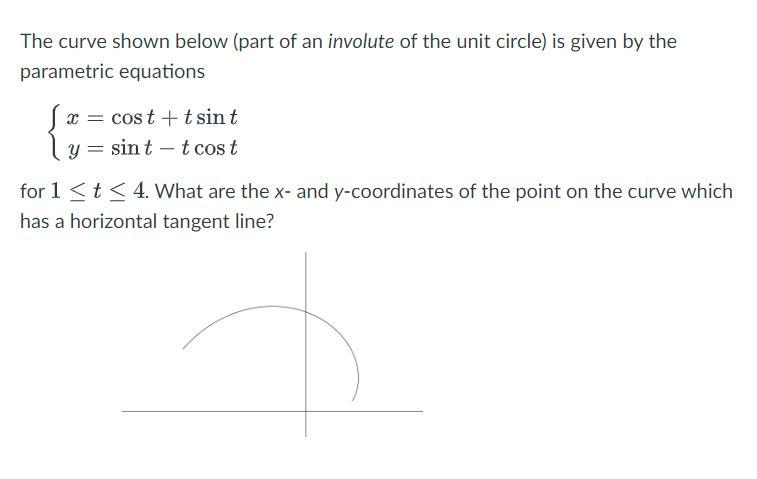 Solved The curve shown below (part of an involute of the | Chegg.com