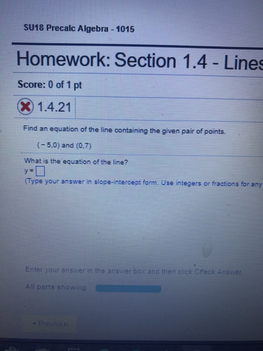 Solved SU18 Precalc Algebra 1015 Homework: Section 1.4 - | Chegg.com