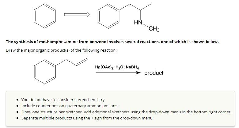 Solved The synthesis of methamphetamine from benzene | Chegg.com