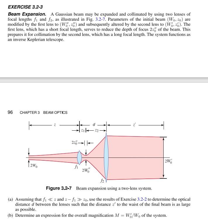 Solved EXERCISE 3.2-2 Beam Collimation. A Gaussian beam is | Chegg.com