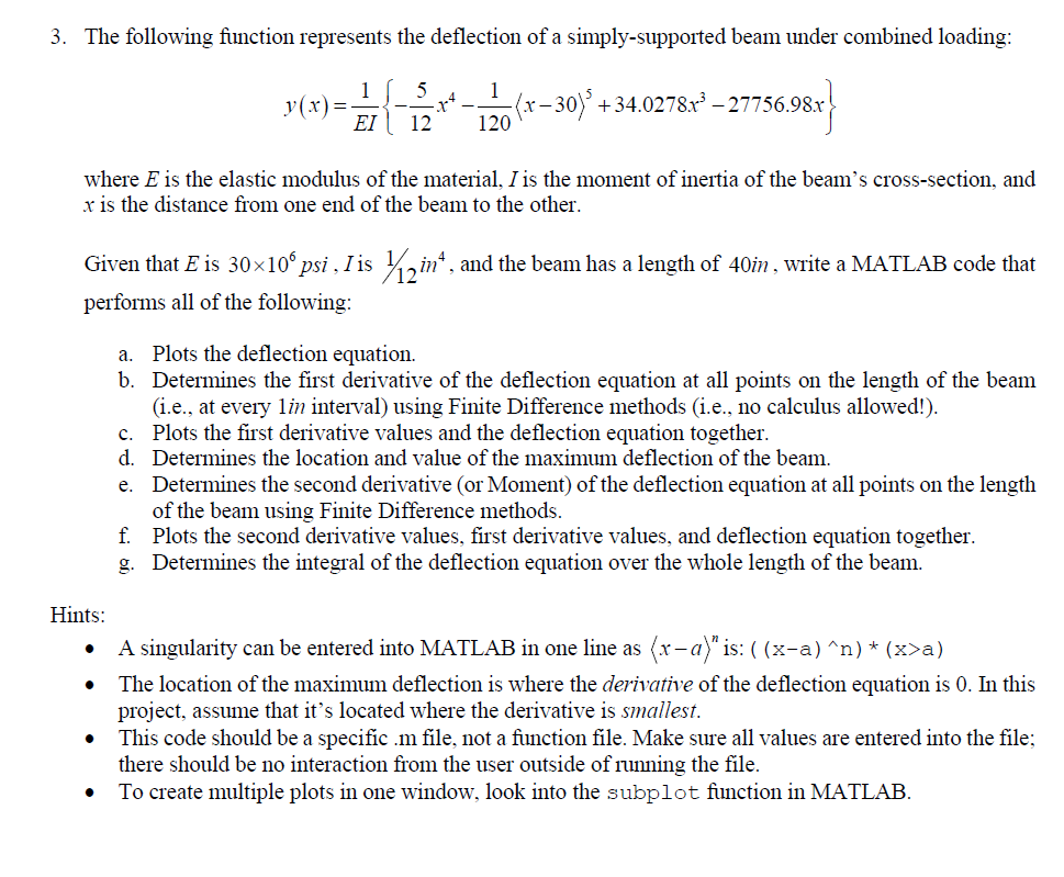 3. The following function represents the deflection | Chegg.com