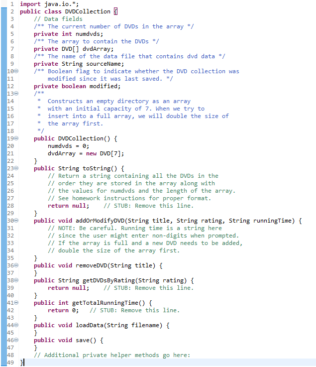 Solved Java DVD Manager Application Complete the DVD Manager | Chegg.com
