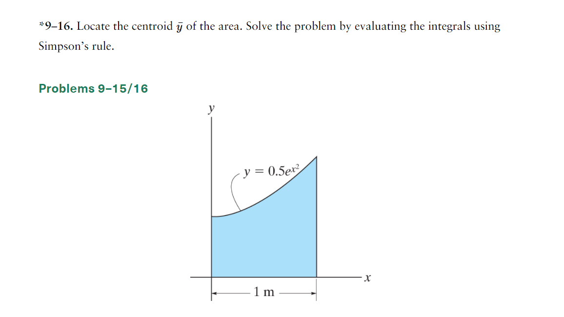 Solved *9–16. Locate the centroid y of the area. Solve the | Chegg.com
