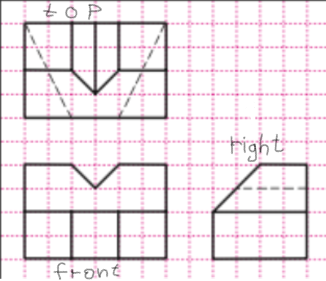 Solved Draw an isometric based on the Front, Right, and Top | Chegg.com
