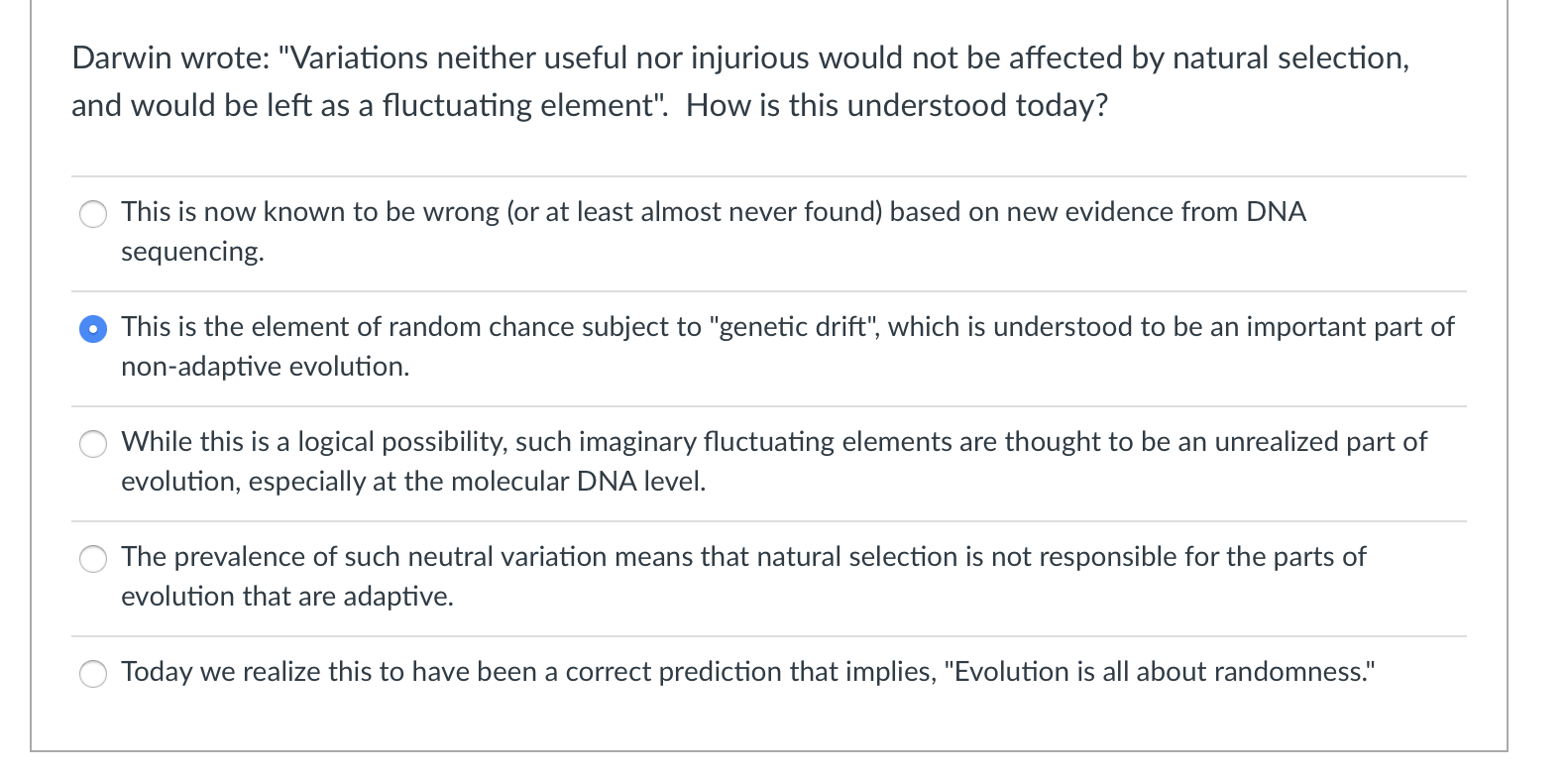 Solved Darwin wrote: "Variations neither useful nor | Chegg.com