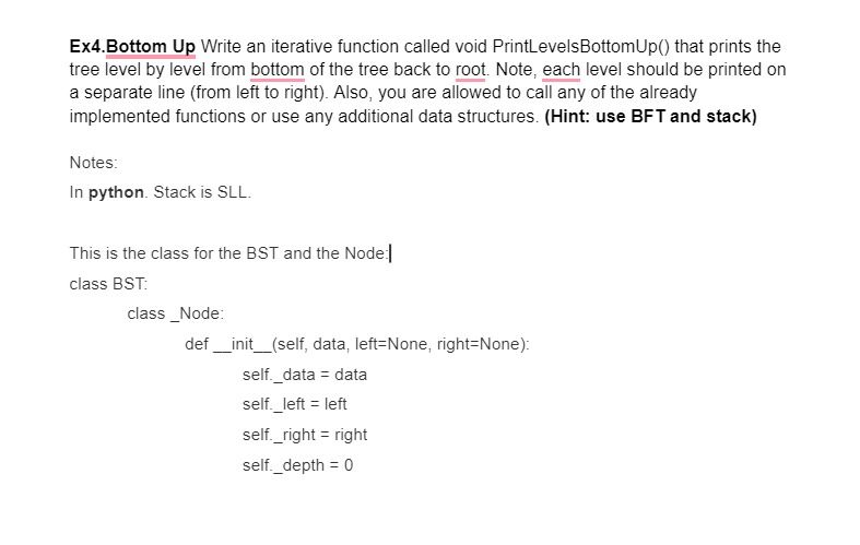 Solved Question: Ex4.Bottom Up (20 points) Write an | Chegg.com