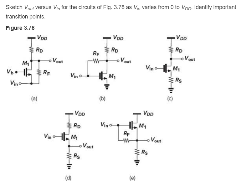 Solved Sketch Vout Versus Vin for the circuits of Fig. 3.78 | Chegg.com