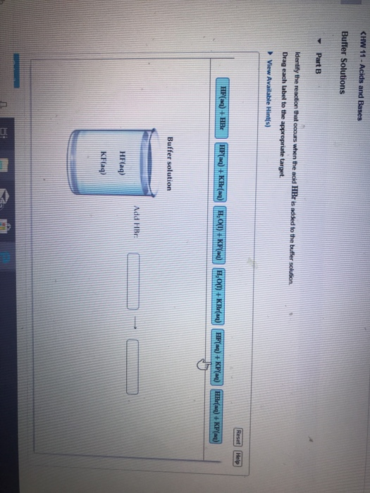 Solved Buffer Solutions Part B Drag each label to the | Chegg.com
