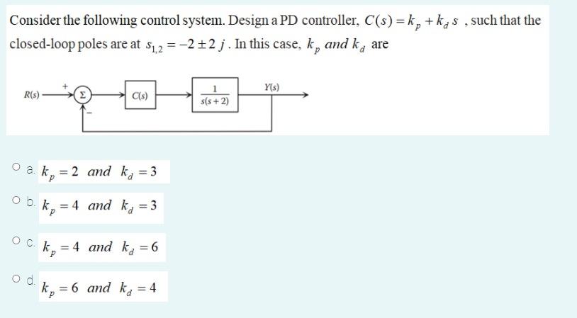 Solved Consider the following control system. Design a PD | Chegg.com