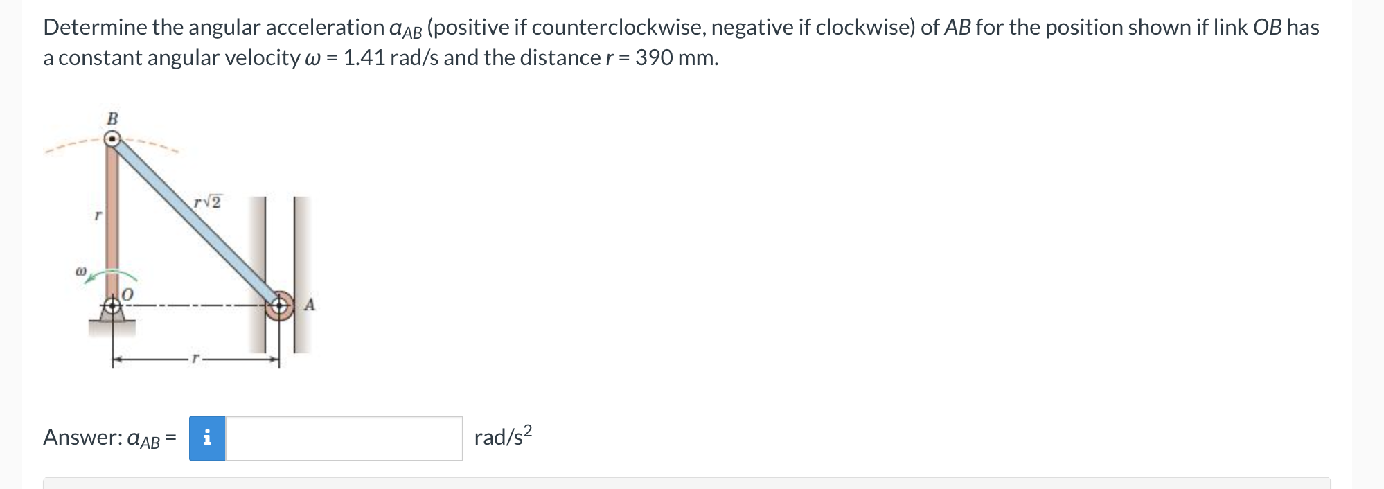 Solved Determine the angular acceleration aAB (positive if | Chegg.com