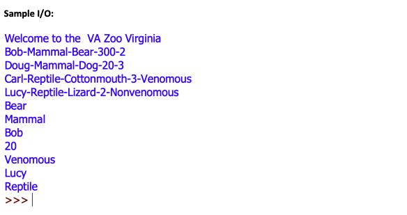 Solved Problem Statement: Zoo In this assignment, you are | Chegg.com