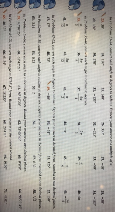 Solved In Problems 23-34, convert each angle in degrees to | Chegg.com