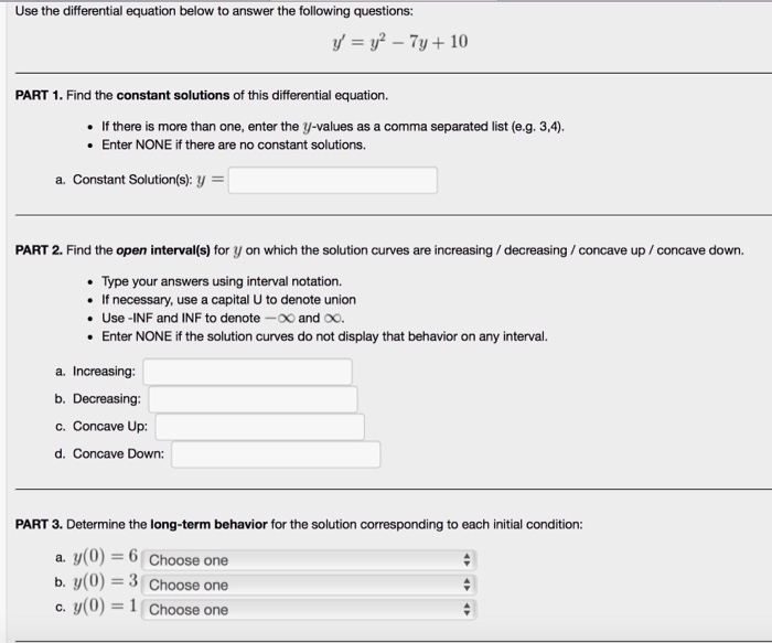 Solved Use the differential equation below to answer the | Chegg.com