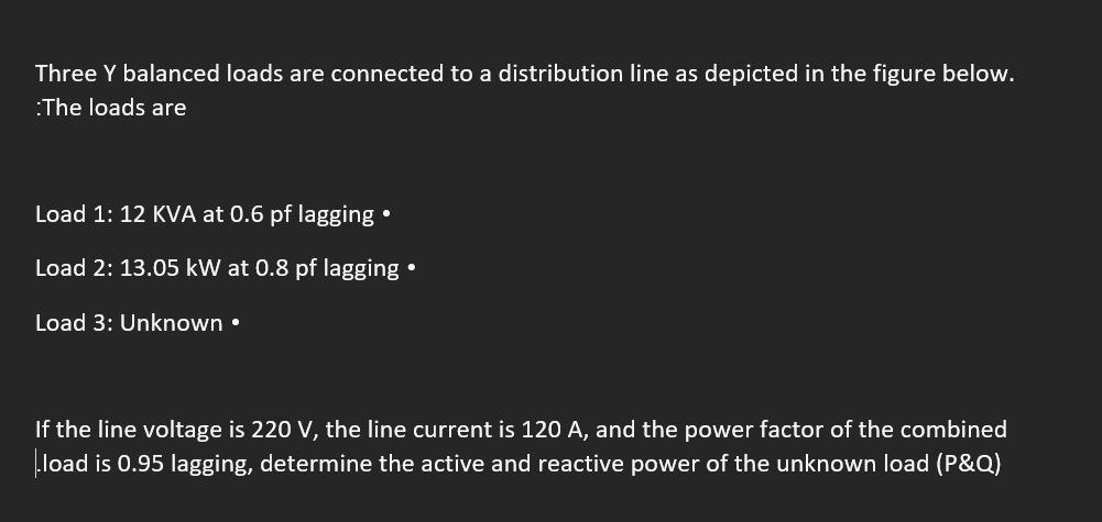 Solved Three Y balanced loads are connected to a | Chegg.com