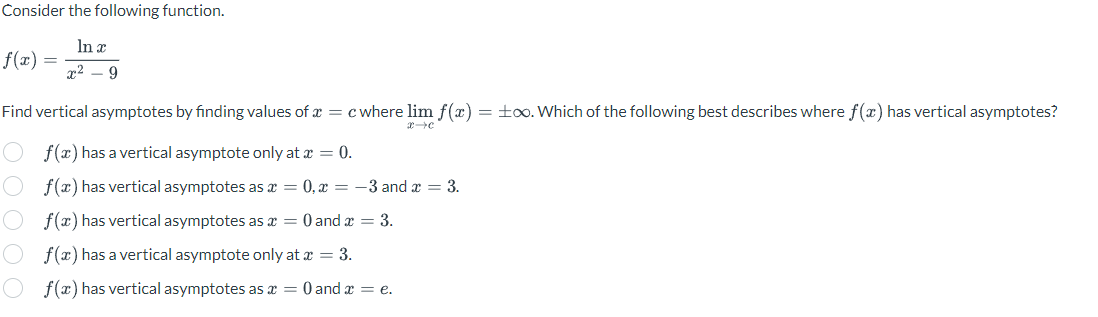 Solved Consider the following function. f(x)=x2−9lnx Find | Chegg.com